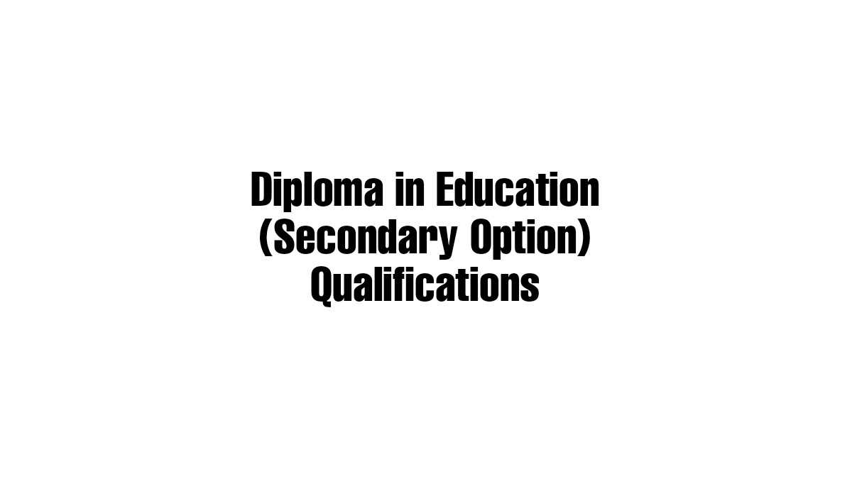 Diploma in Education secondary option qualifications 2024